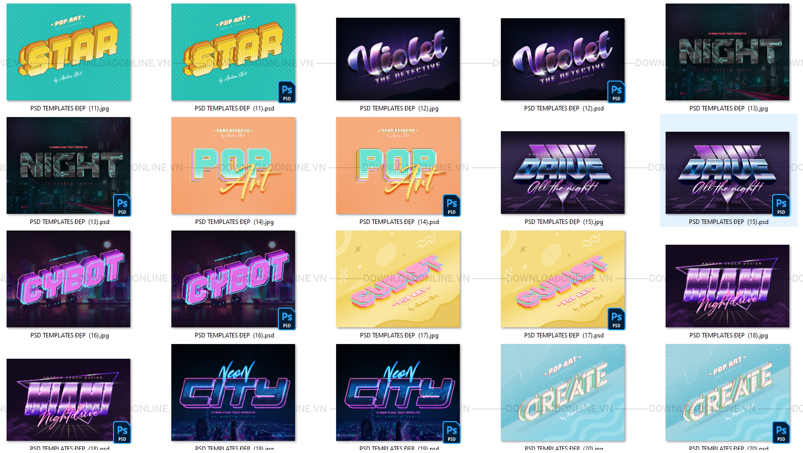 BỘ PSD TEXT TEMPLATE ĐẸP 001 - Download Online