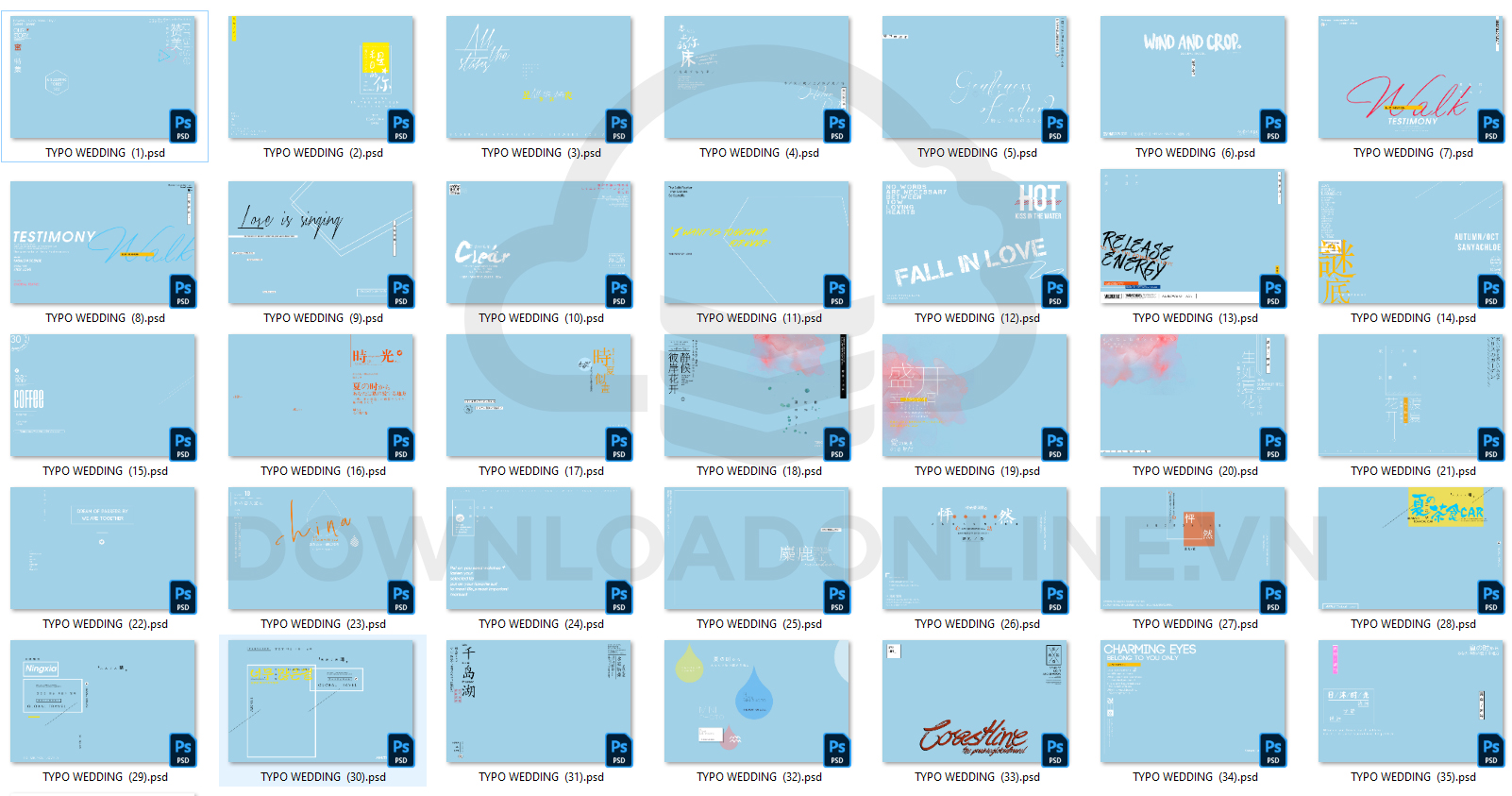 36 TYPO WEDDING PSD KHÁ ĐẸP - Download Online
